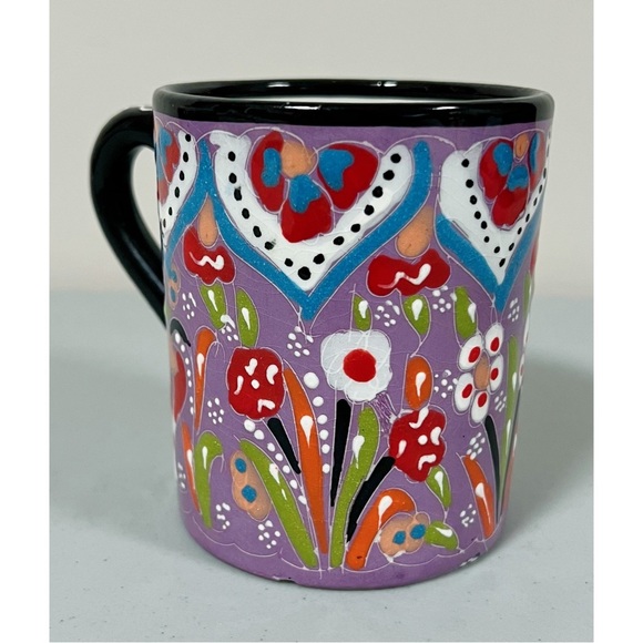 Dining | Purple Handpainted Flowers Floral Bohemian Boho Coffee Mug Cup ...